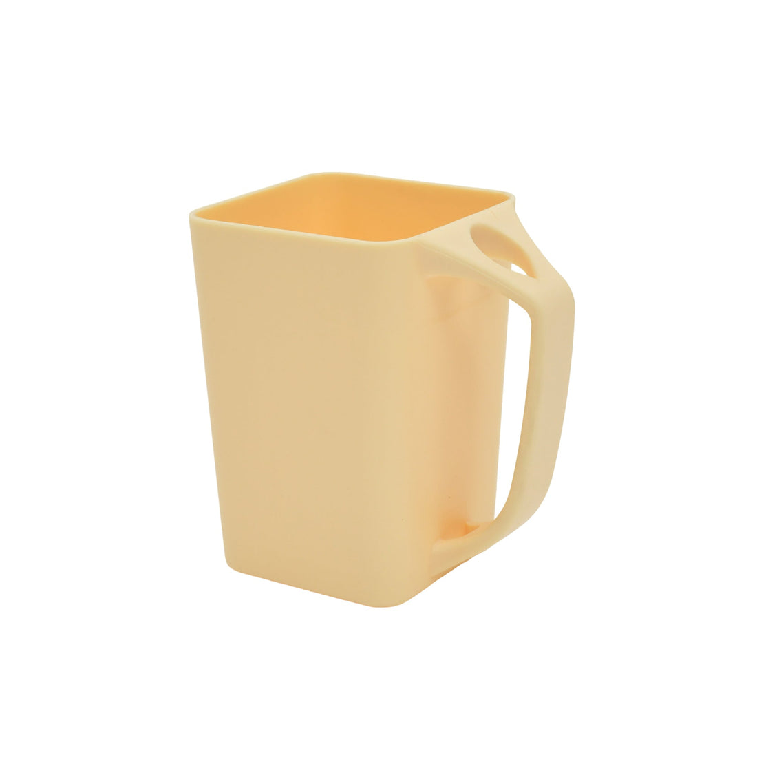 Sleek Light Yellow Square Plastic Cup with Handle- 420 ml – Mumuso
