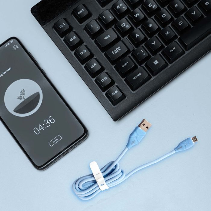 Micro Silicone USB Cable with LED Light -Blue – Mumuso